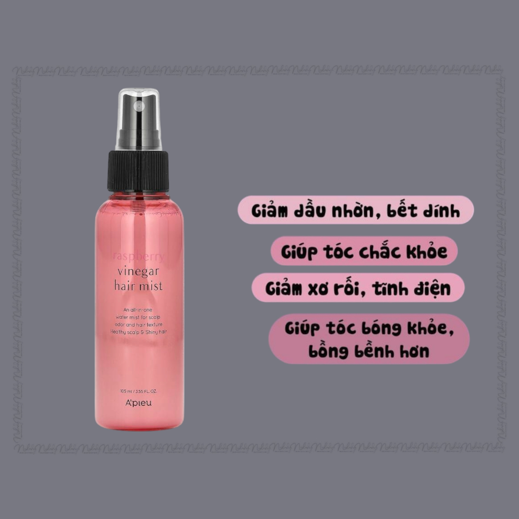 Xịt dưỡng tóc A'pieu Raspberry Vinegar Hair Mist 105ml | Shopee Việt Nam