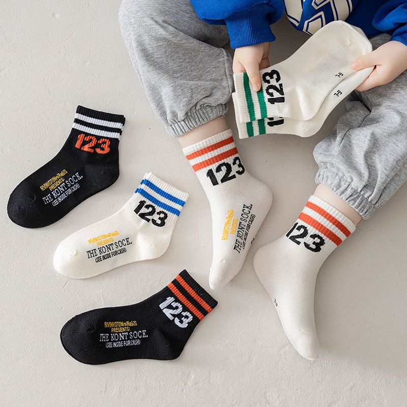 Set 5 Cặp Tất Thời Trang Sọc 123 Cho Bé Trai Chất Liêu Cotton Thể Thao ...