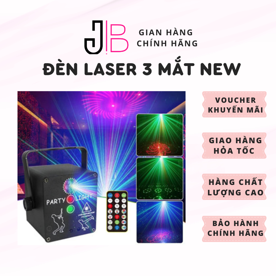 Đèn Laser Sân Khấu 3 Mắt Thế Hệ Mới Led Chớp Hoa Văn Nháy Theo Nhạc Cho ...