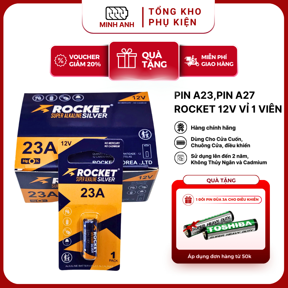 [ Rocket ] Pin A23 / Pin A27-12V Chính Hãng Thay Pin Cửa Cuốn, Điều ...