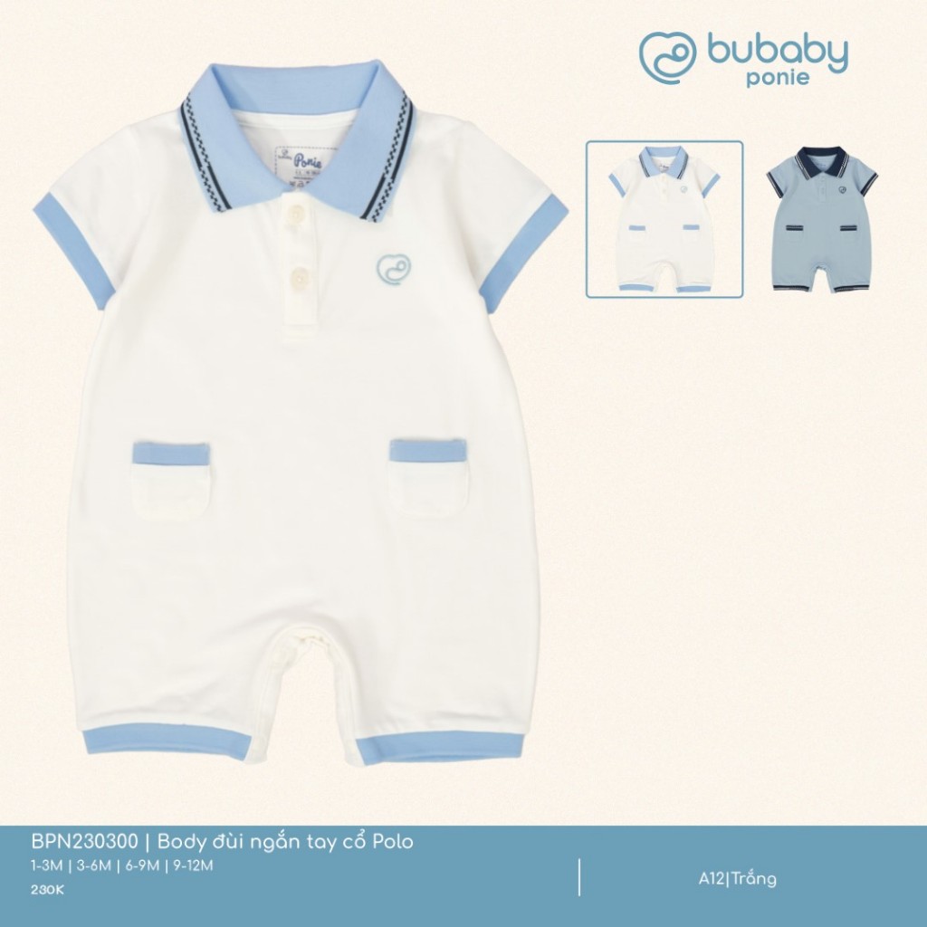 [Bu Baby] -Body đùi ngắn tay cổ Polo Bubaby cho bé từ 1 tháng đến 12 ...