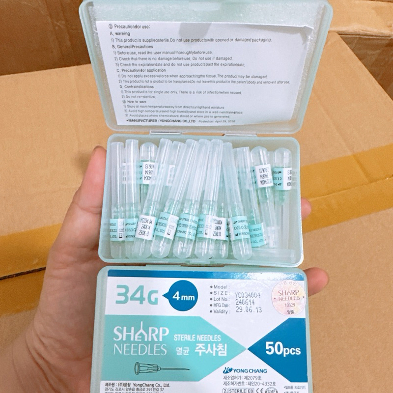 Hộp 50 Đầu kim SHARP tiêm meso 34G.4mm Hàn Quốc. Kim meso 34g.4m | Shopee Việt Nam