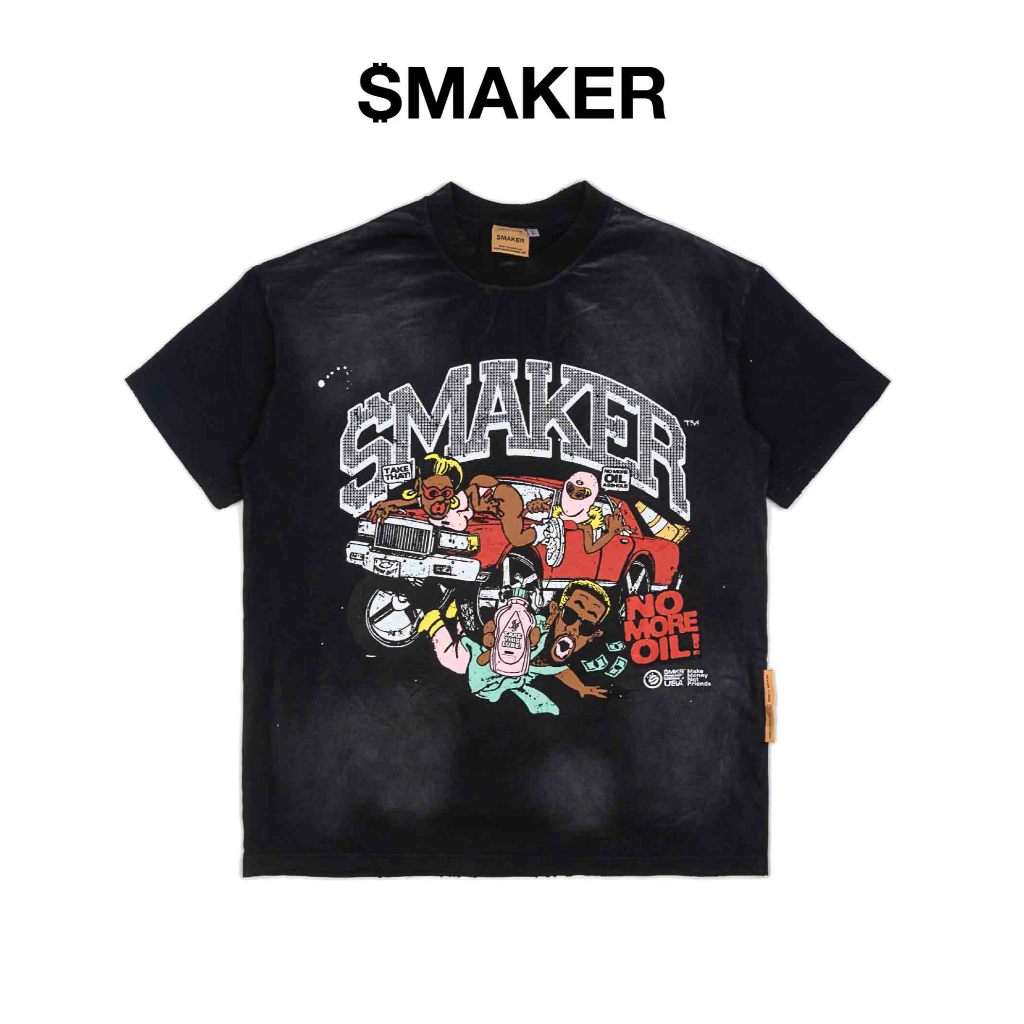 [SMAKER] Áo thun 100% cotton màu đen - NO MORE OIL WASHED TEE IN BLACK ...