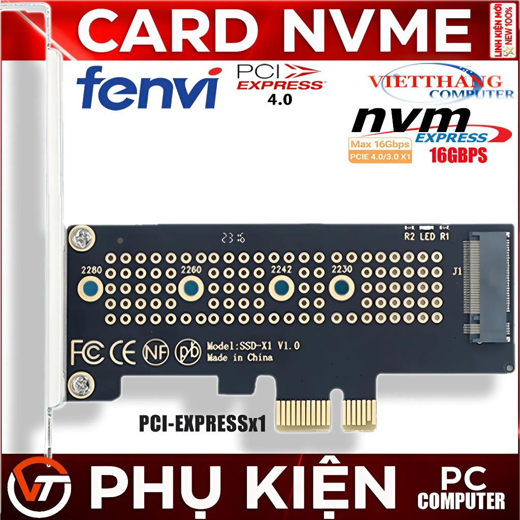 Card Fenvi Jeyi SSD NVMe To PCIe x1 Chuyển 2280/60/42/30 NVMe SSD sang ...