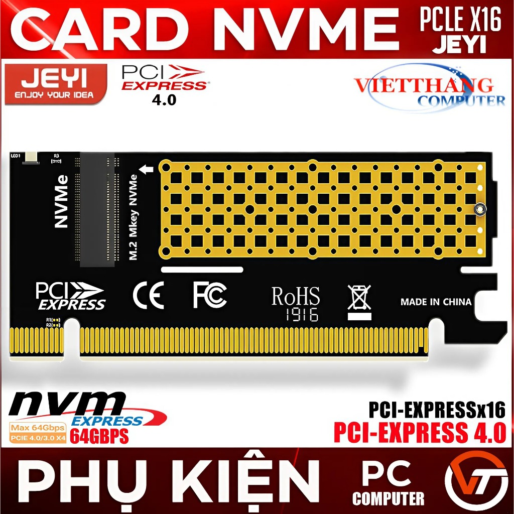 Bộ chuyển đổi JEYI Card M2.NVME sang PCIe X16 ( Khe cắm VGA ) , 2280/60 ...