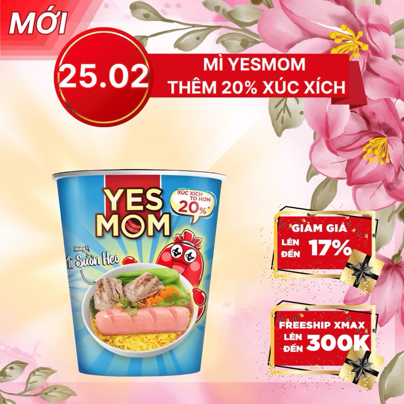 CÓ XÚC XÍCH TRONG LY - Thùng 24 ly Mì Sườn Heo Yes Mom Có Xúc Xích 79.2gram/ly [TMIHS015 ...