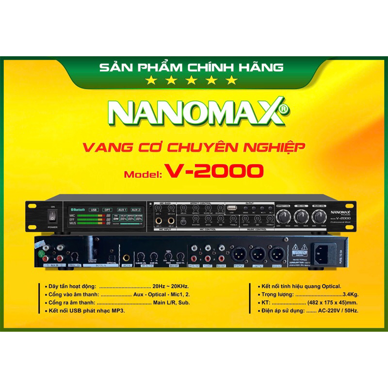 Vang cơ Nanomax V-2000 (Bluetooth-Optical-chóng hú-Reverb) | Shopee Việt Nam