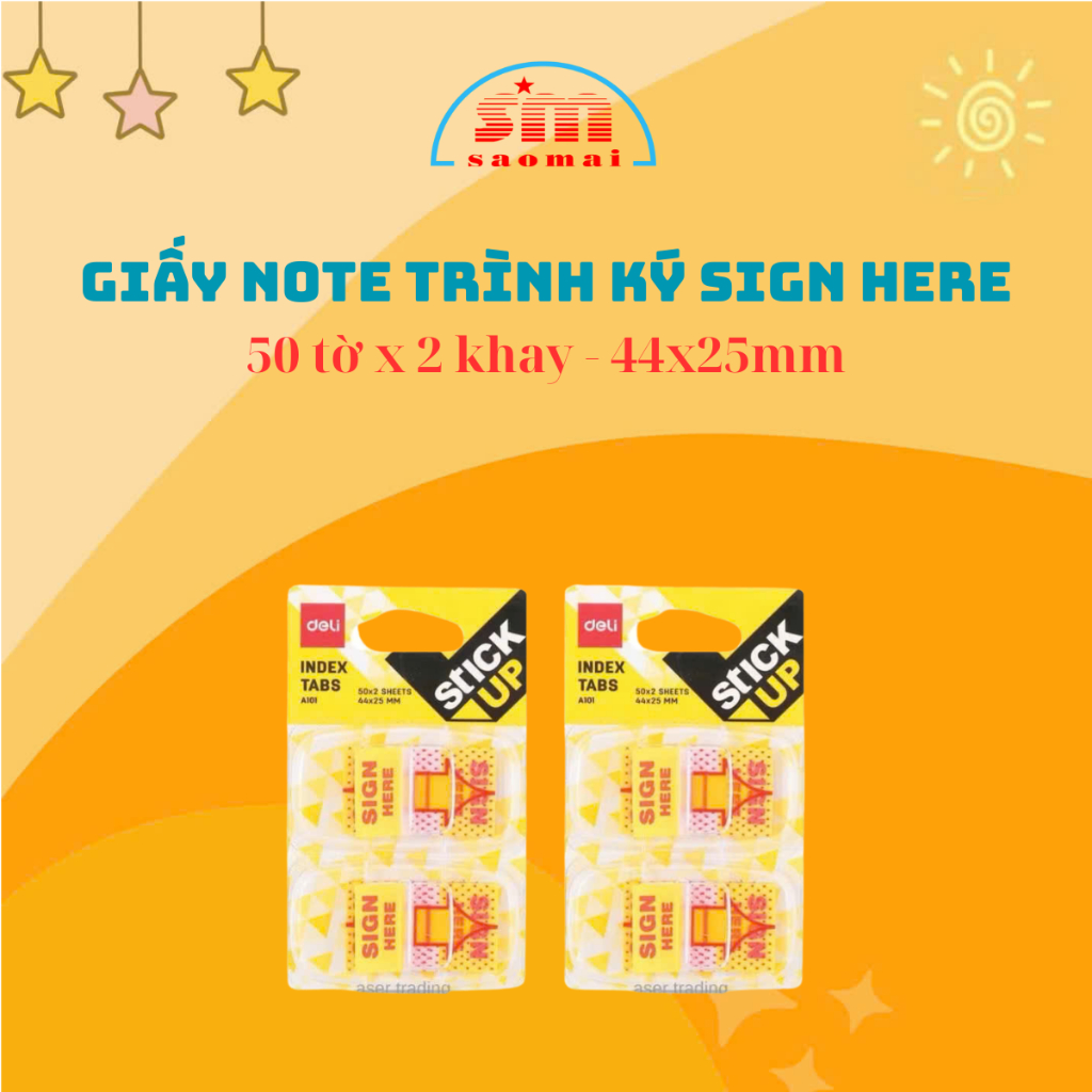 Giấy Note Trình Ký Sign Here Deli A101 Văn Phòng Phẩm | Shopee Việt Nam