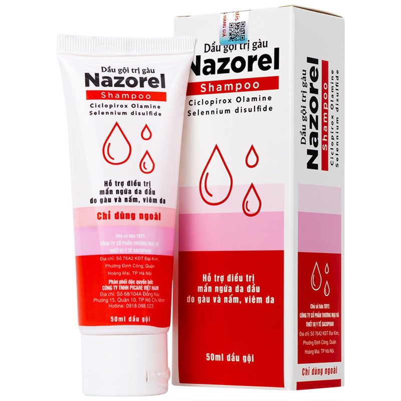Dầu gội Nazorel Shampoo Ketoconazol hỗ trợ da đầu gàu và nấm (50ml ...