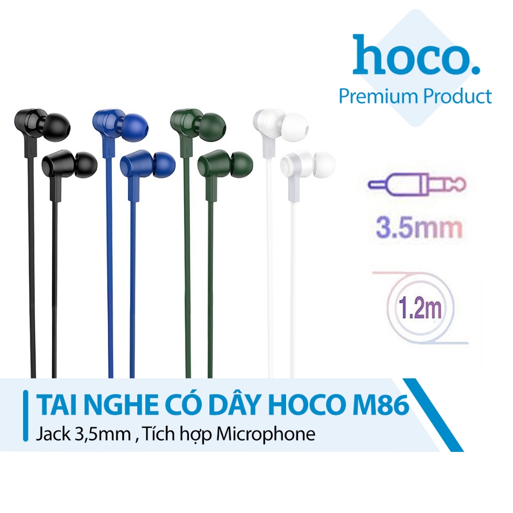 Tai nghe nhét tai có dây jack 3.5mm Hoco M86 hỗ trợ micro đàm thoại đầu ...
