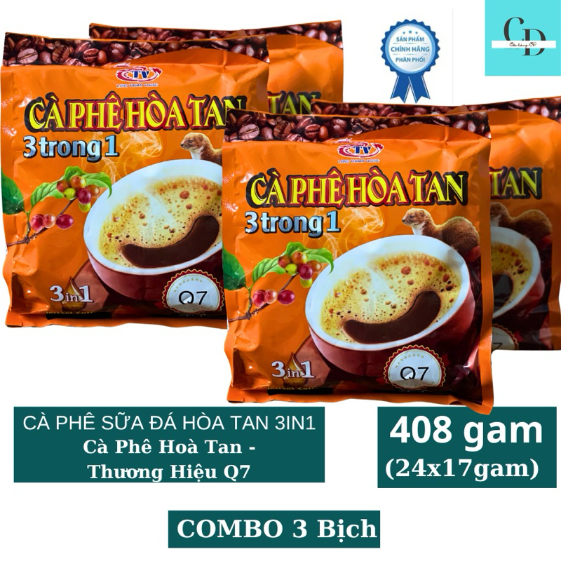 [COMBO] 3 Bịch cà phê sữa hoà tan Q7 ( 1 bịch 408 gam ) | Shopee Việt Nam