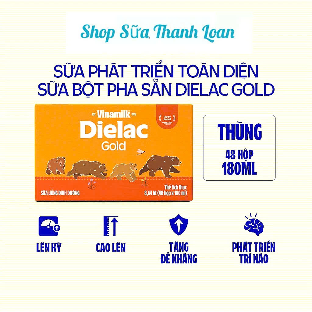 [HSD T11-2025] (Có Thẻ Tích Điểm) Thùng 48 Hộp Sữa Bột Pha Sẵn Dielac Alpha Gold IQ 180ml ...