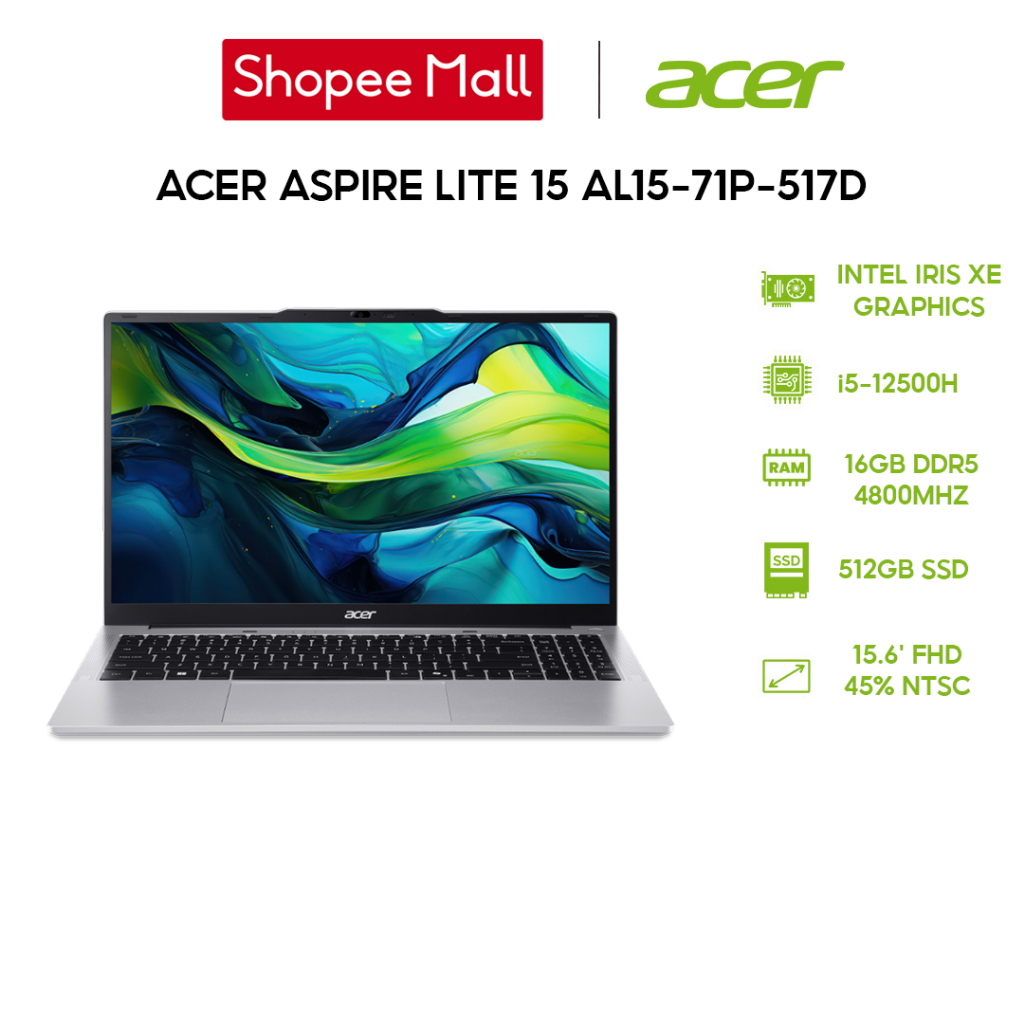 Laptop Acer Aspire Lite 15 AL15-71P-517D i5-12450H | 16GB | 512GB | 15.6' FHD | Win 11 | Shopee ...