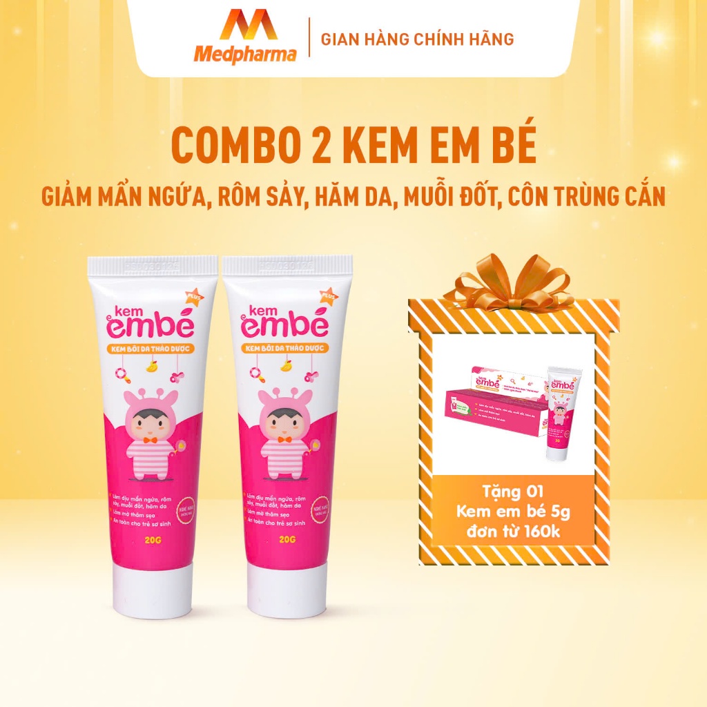 COMBO 2 Kem EmBé Plus - Kem bôi da thảo dược cho bé khi bị rôm sảy, hăm ...