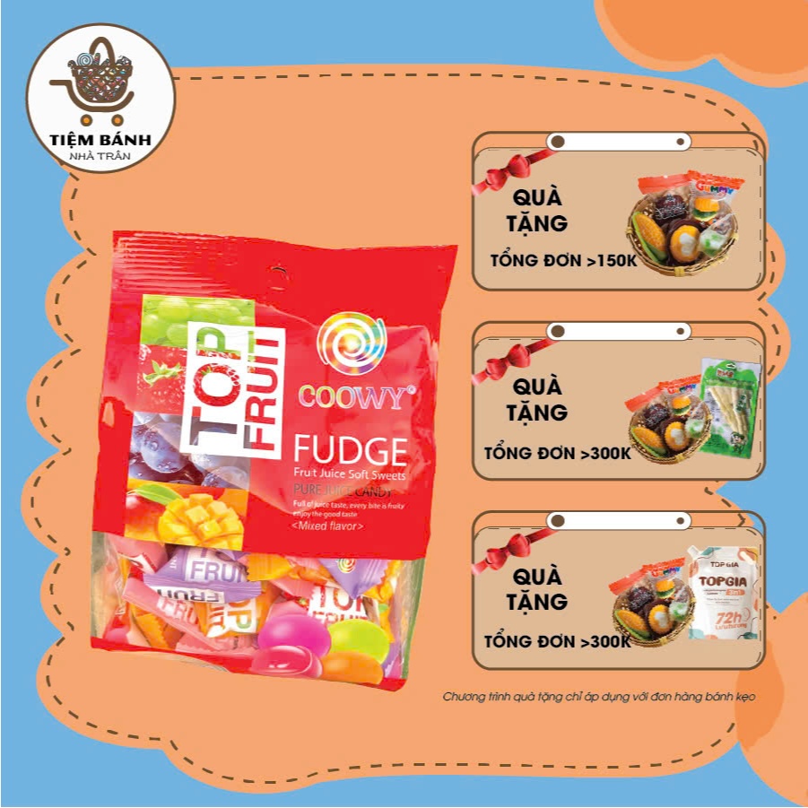 Kẹo dẻo trái cây TOP FRUIT COOWY FUDGE mix 4 vị gói 280gr | Shopee Việt Nam