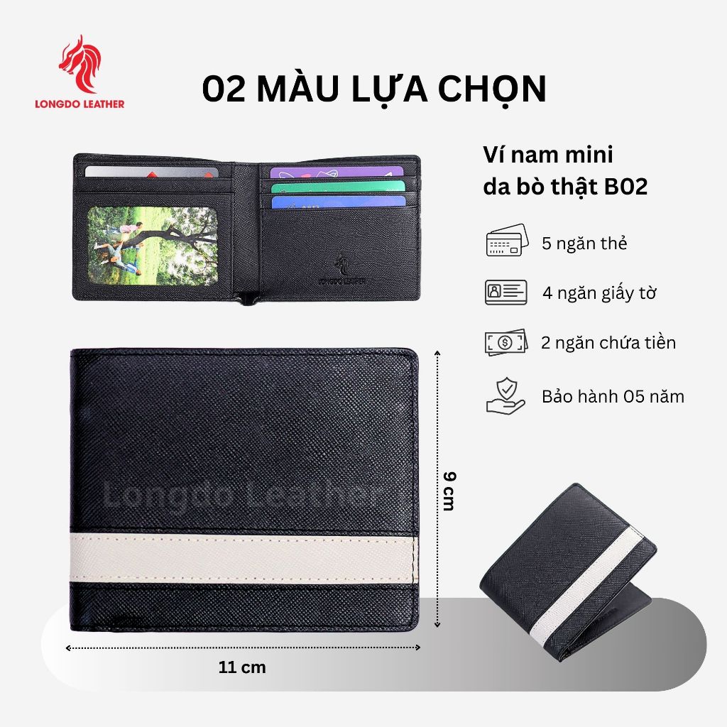 Ví da nam ngang da bò thật hàng chính hãng thương hiệu Longdo Leather ...