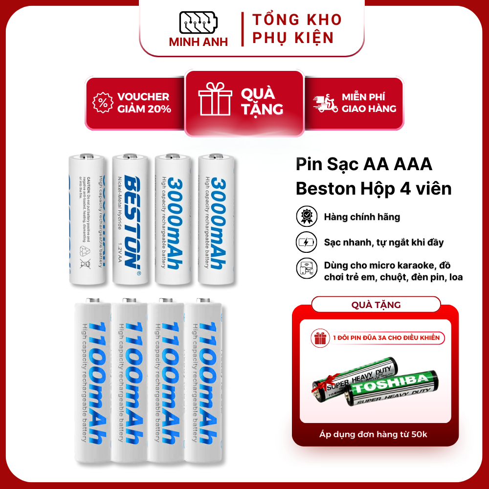 [ Beston ] Bộ Sạc Pin Tiểu Chính Hãng AA - AAA Cao Cấp Và Pin Sạc Tùy ...