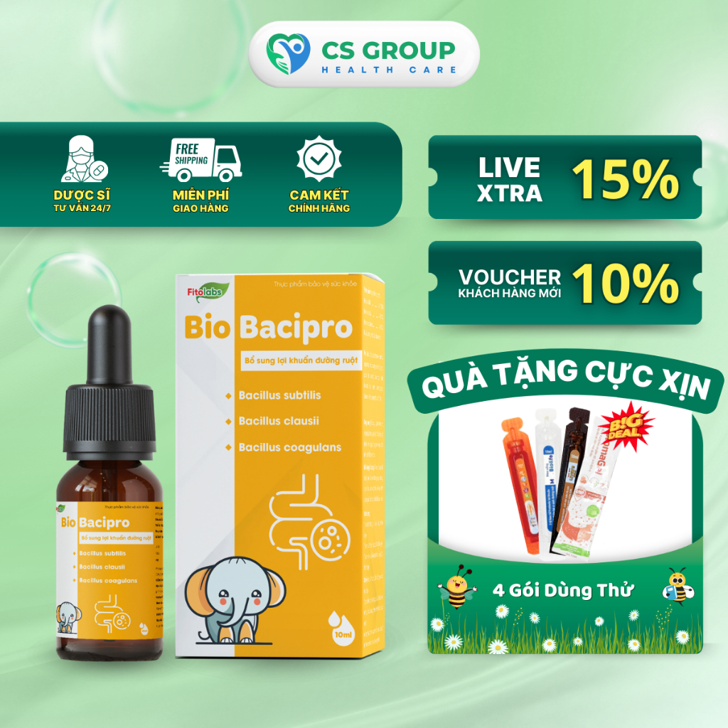 [ MUA 1 ĐƯỢC 4] Men Vi Sinh Nhỏ Giọt Bio Bacipro Fitolabs Cho Bé Bổ ...