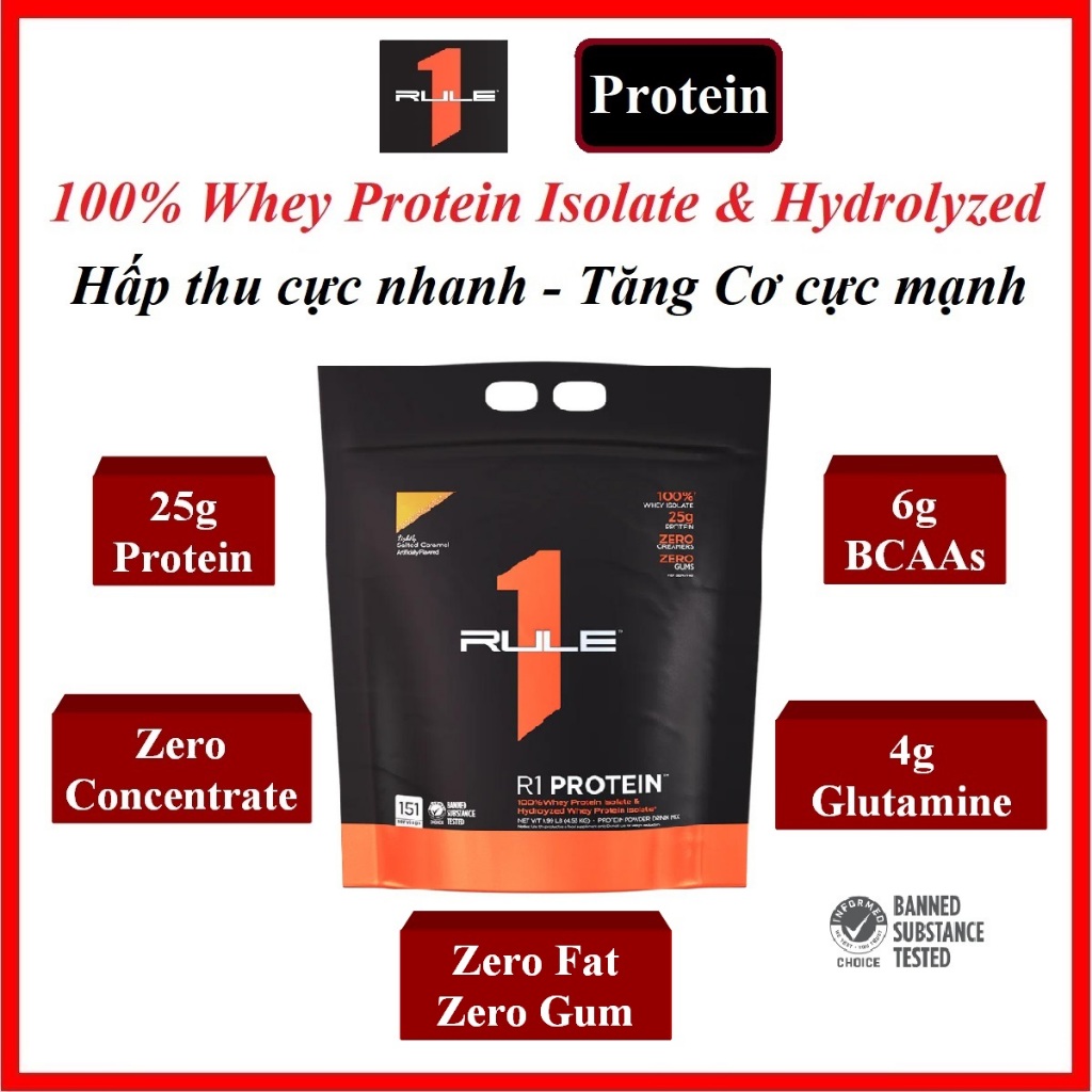 Rule 1 Protein 10Lbs Bổ sung Protein Whey Isolate và Hydrolyzed, hấp ...