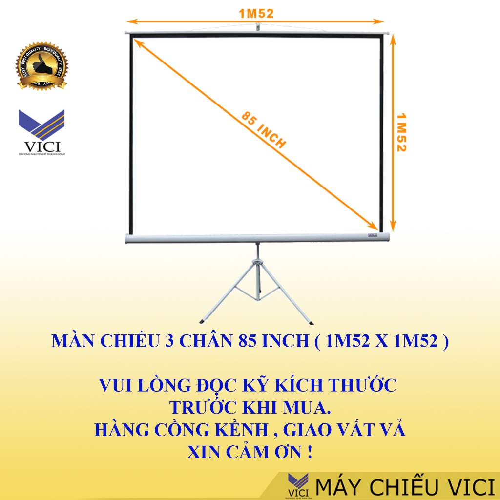 Màn chiếu 3 chân 85inch - 1m52 x 1m52. Màn chiếu cho ra hình ảnh rõ nét ...