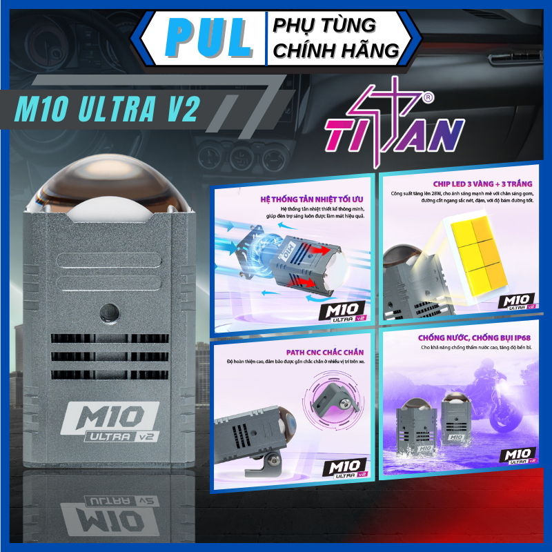 Đèn Trợ Sáng Bi Cầu Mini TITAN M10 Ultra V1-V2 Công Suất 28W, Bi Cầu ...