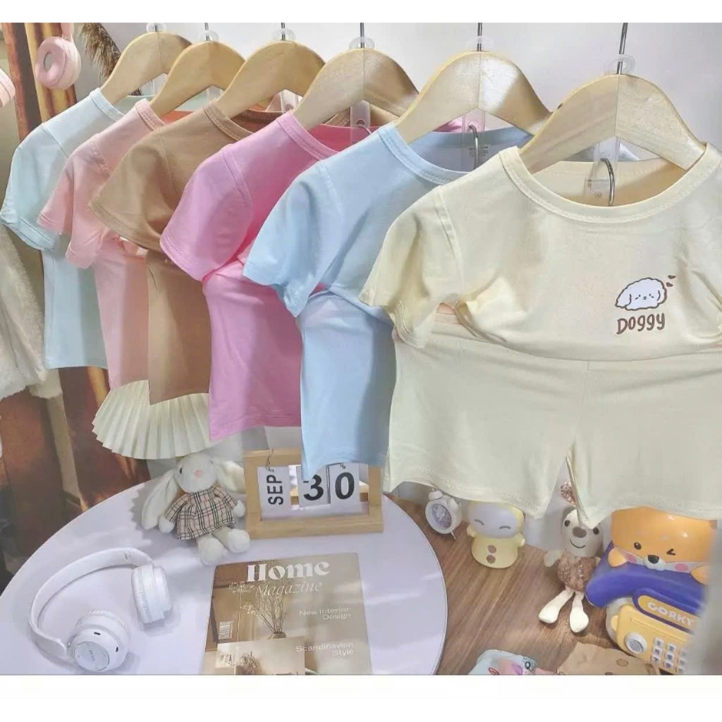 COMBO 3 BỘ THUN lạnh IN DOG CHO BÉ TRAI VÀ GÁI BÊN EM GIAO MÀU NGÂU ...