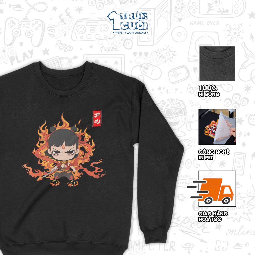 Áo Sweater Na Tra Chibi, Trùm Cuối Cine, Unisex Nỉ Bông 100% 2 màu nam ...