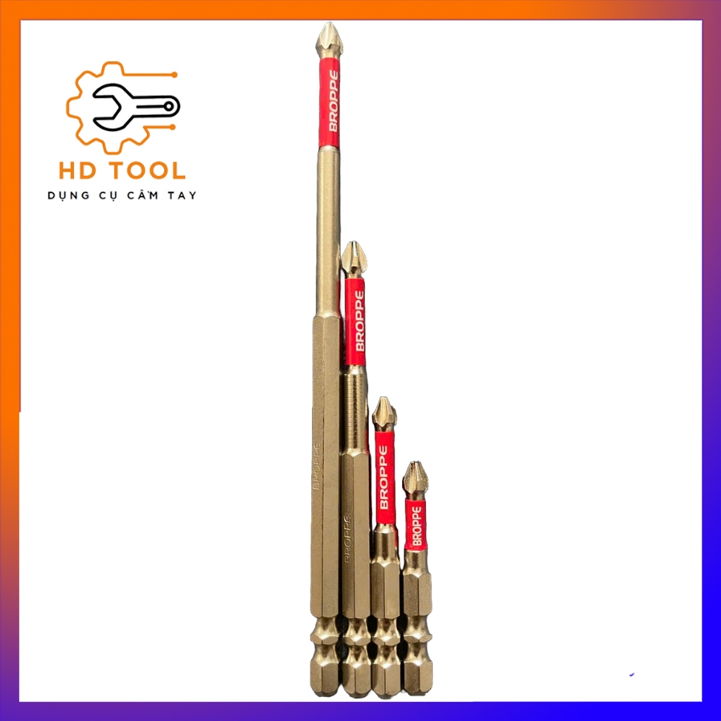 Mũi vít PH2 ĐỎ BROPPE | Mũi bắn vít 1 đầu PH2 bake chữ thập từ tính cao, chân lục giác ngắn 6 ...
