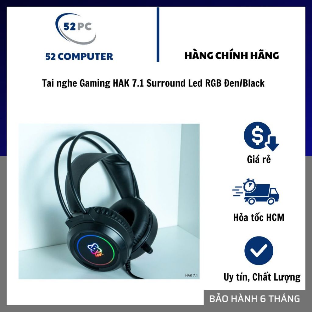 Tai nghe Gaming HAK 7.1 Surround Led RGB Đen/Black - Bảo Hành 6 Tháng ...