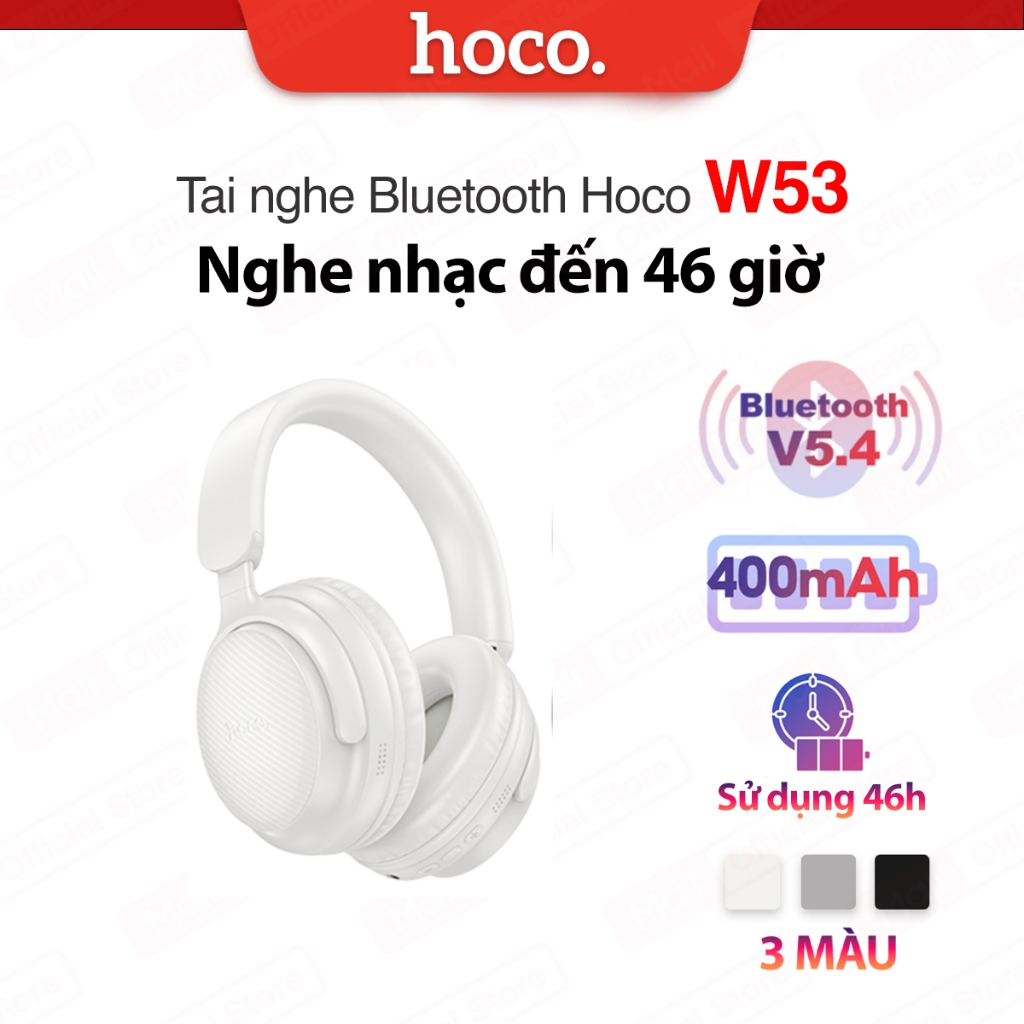 Tai Nghe Bluetooth V5.4 Hoco W53 giảm đau tai khi sử dụng có mút đệm ...