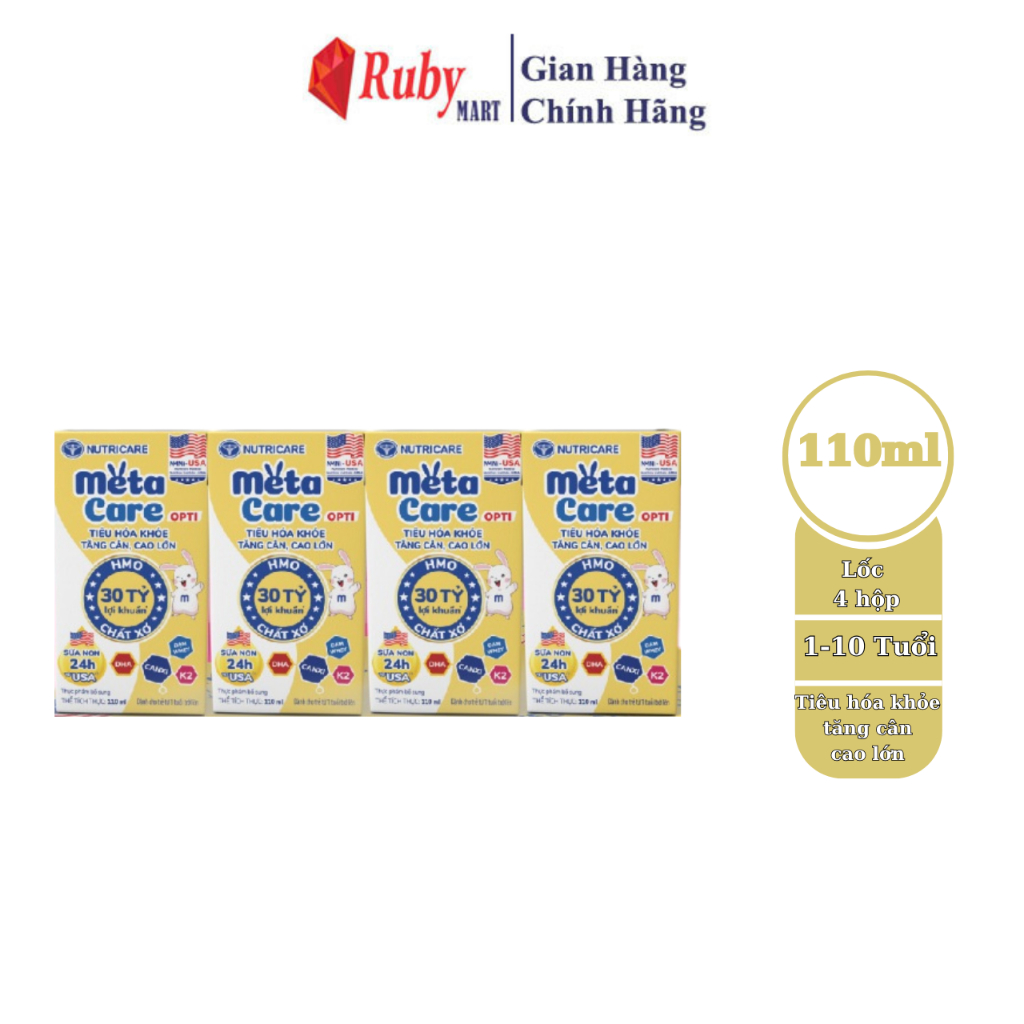 [Date T10/25] Lốc 4 hộp sữa bột pha sẵn Nutricare Metacare Opti 110ml tiêu hóa khỏe, tăng cân ...