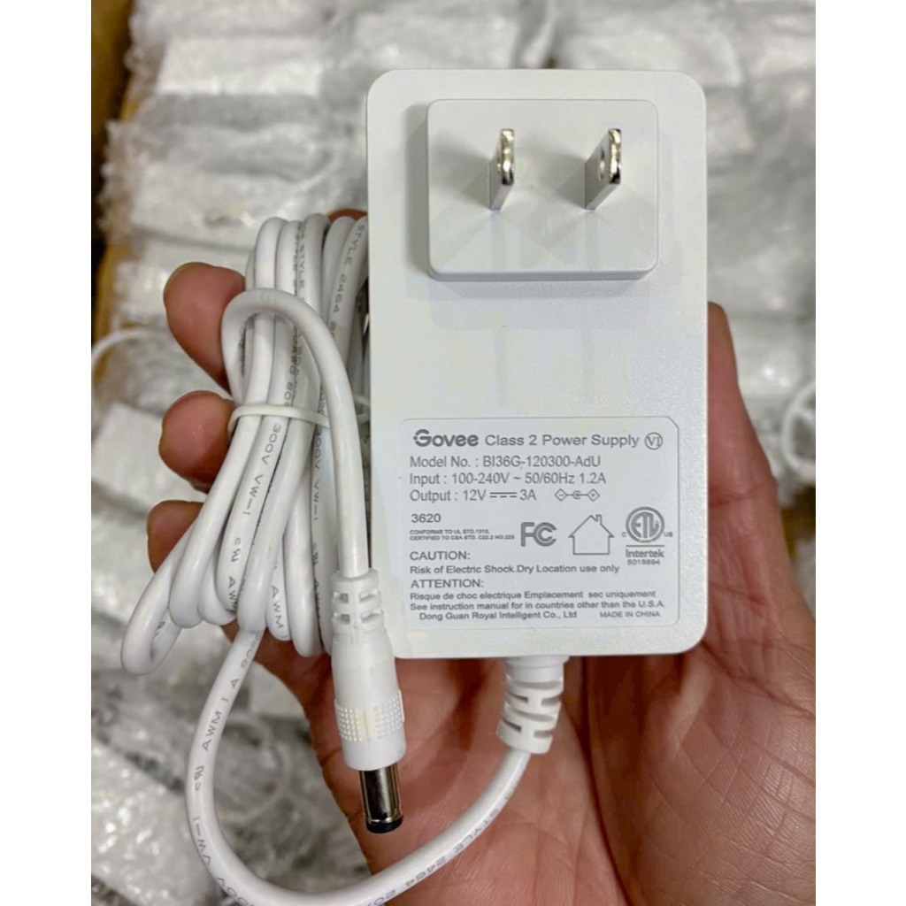 Nguồn Adapter 12V-3A GOVEE cho camera, đèn, quạt tích điện, máy bơm ...