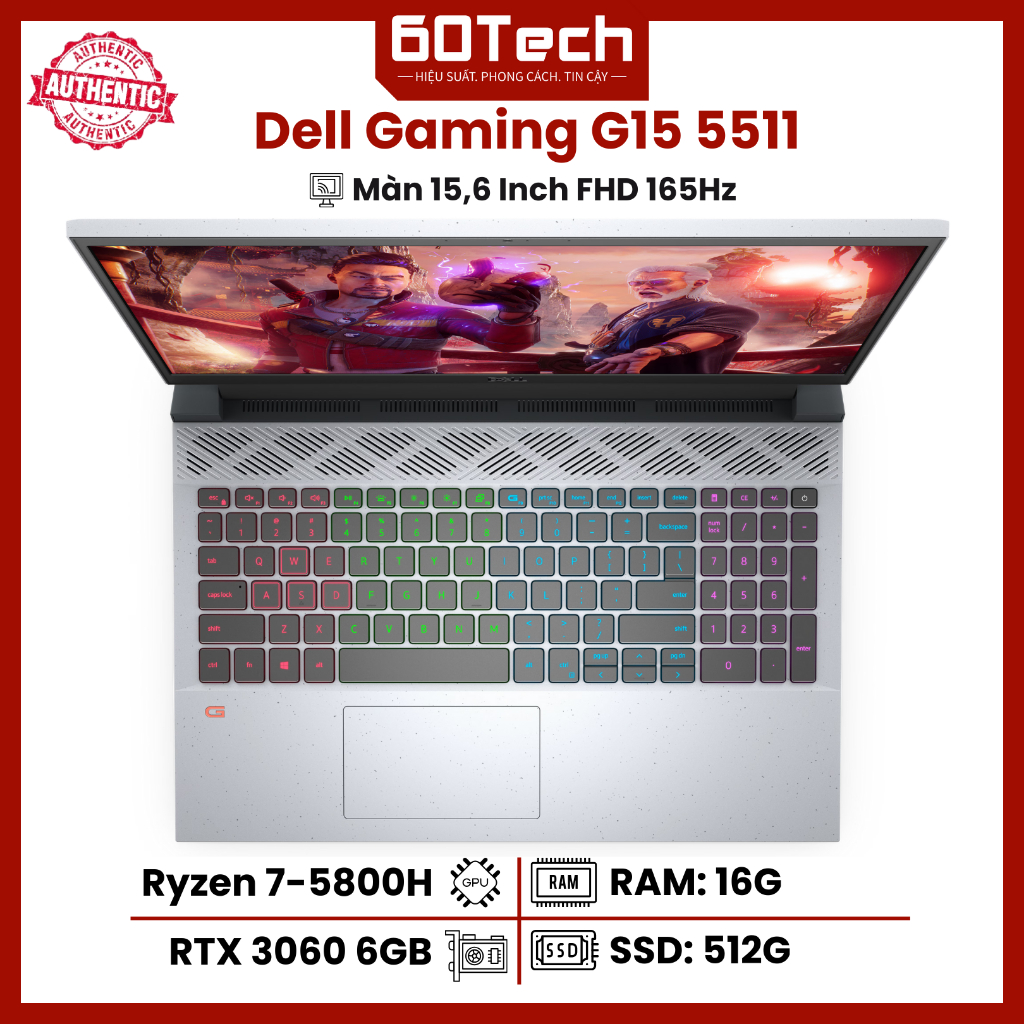 Laptop Dell Gaming G15 5515: Ryzen 7-5800H RAM 16GB SSD 512GB RTX 3060 ...