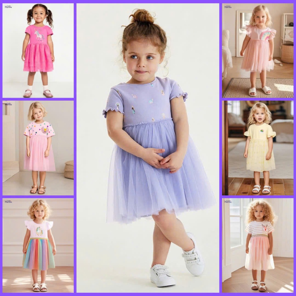 Váy bé gái Little Maven váy hè cotton công chúa ren HDJX8 | Shopee Việt Nam