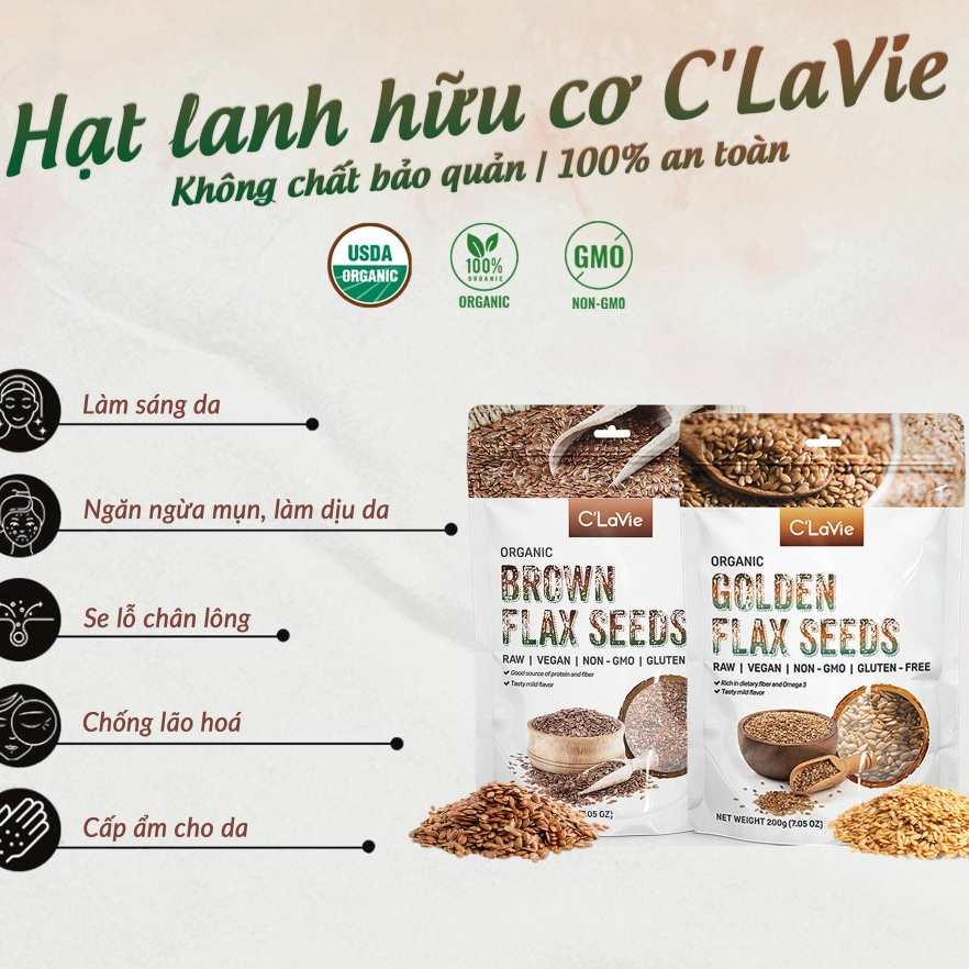 [9.2026] Hạt lanh hữu cơ C'LaVie Organic Flax Seeds 200g | Shopee Việt Nam