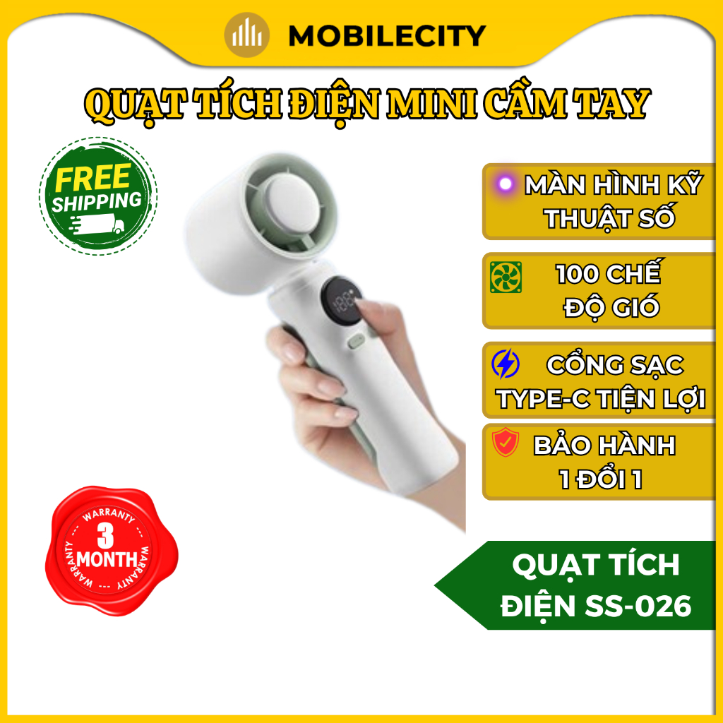 Quạt Mini SS-026 2025 Pin Chuẩn 4000mAh (Tốc Độ Cao,100 Chế Độ Gió ...