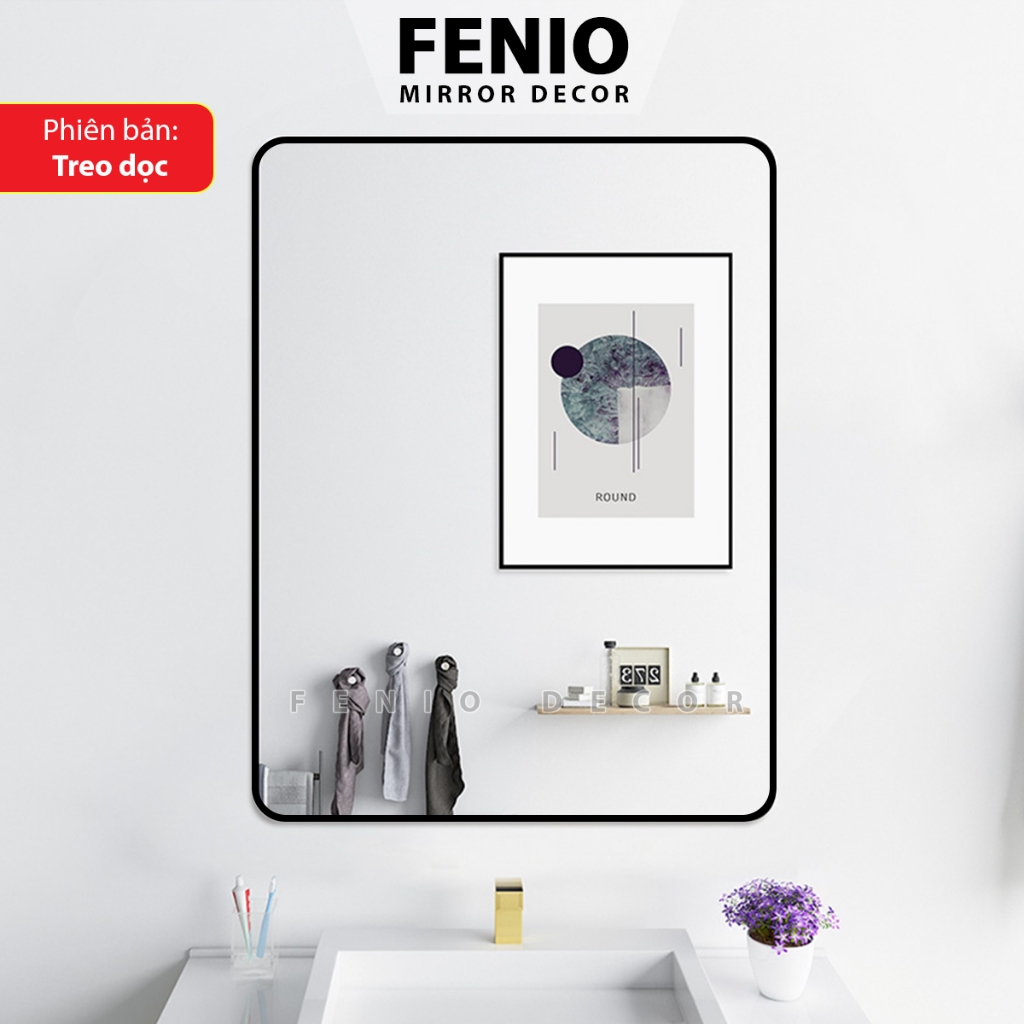 Gương hình chữ nhật treo tường nhà tắm FENIO DECOR gương viền màu đen ...