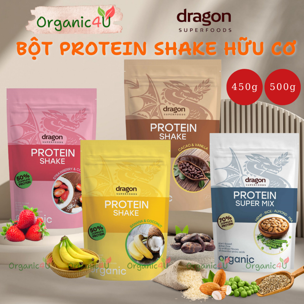Bột Protein Shake Hữu Cơ DRAGON SUPERFOODS Organic Protein Shake Powder ...