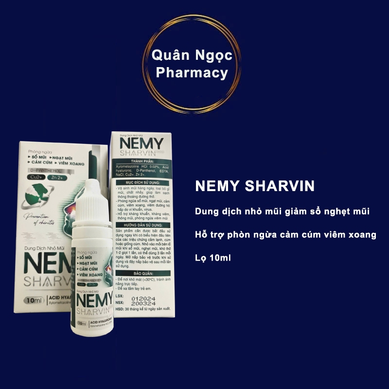 Dung Dịch Nhỏ Mũi Nemy Sharvin 10ml hỗ trợ giảm sổ mũi ngạt mũi ...