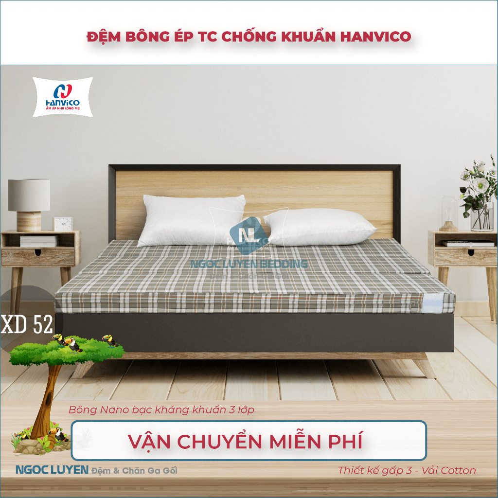 [CHÍNH HÃNG] ĐỆM BÔNG ÉP TC CHỐNG KHUẨN HANVICO - BÔNG CHỐNG KHUẨN 3 LỚP - CHỐNG CÔN TRÙNG NẤM ...