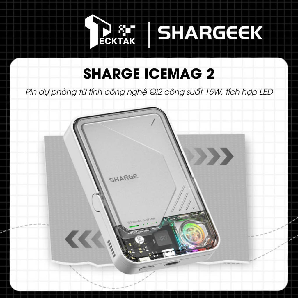 Pin dự phòng từ tính Sharge ICEMAG 2 công nghệ Qi2 công suất 15W, có ...