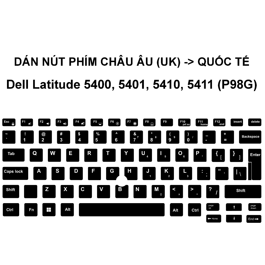 Tấm dán nút phím Dell Latitude 5400, 5401, 5410, 5411, P98G | Layout ...