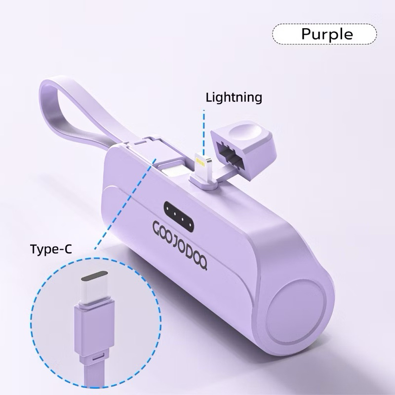 GOOJODOQ 5000mah Mini Power Bank cho iPhone Android Phone Cáp tích hợp ...