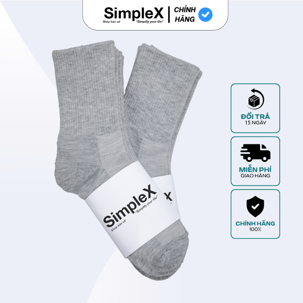 [SimpleX][PREMIUM][SET 10 ĐÔI + TẶNG 1] Tất vớ nam nữ TRƠN XÁM hàng dệt ...