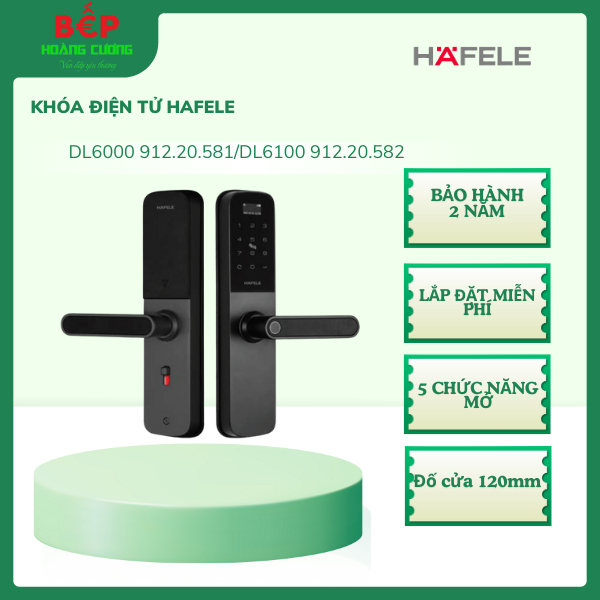 Khóa điện tử Hafele DL6100 912.20.582/DL6000 912.20.581, độ dày cửa 38 ...