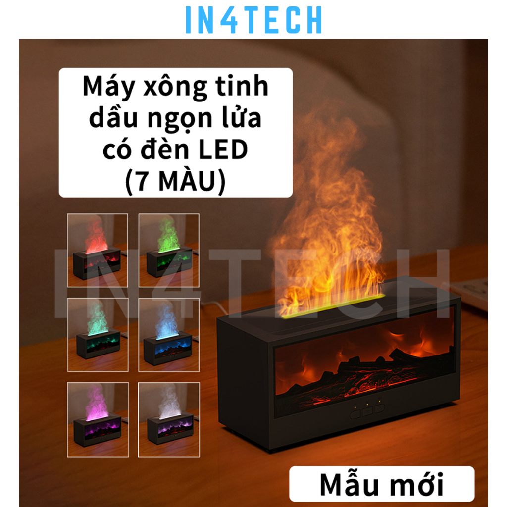 Máy xông tinh dầu lò sưởi, máy khuếch tán tinh dầu ngọn lửa đèn LED có điều khiển từ xa ...