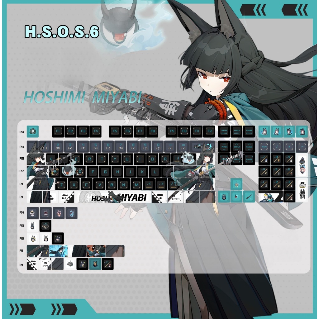 Keycap Zenless Zone Zero Miyabi thick PBT xuyên led in dyesub 5 mặt 133 ...