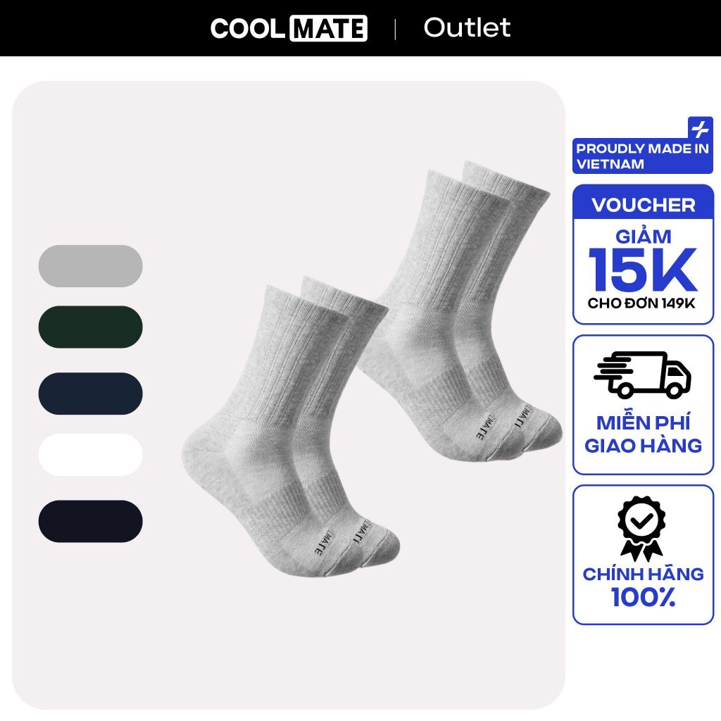 Combo 2 Tất Nam Thể Thao Active Cổ Dài Coolmate | Shopee Việt Nam