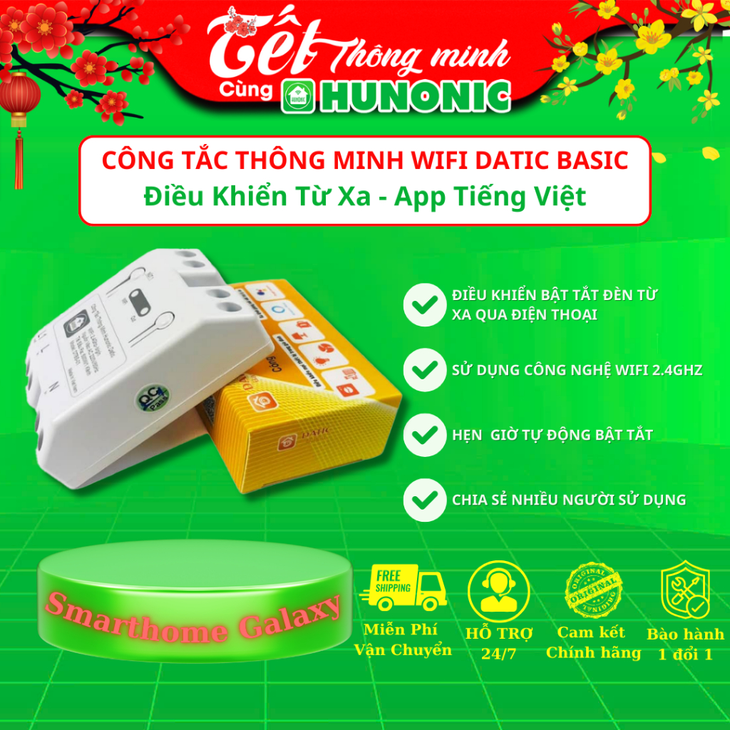 Công Tắc Thông Minh Hunonic Datic Basic 1 Kênh 500W Điều Khiển Thiết Bị ...