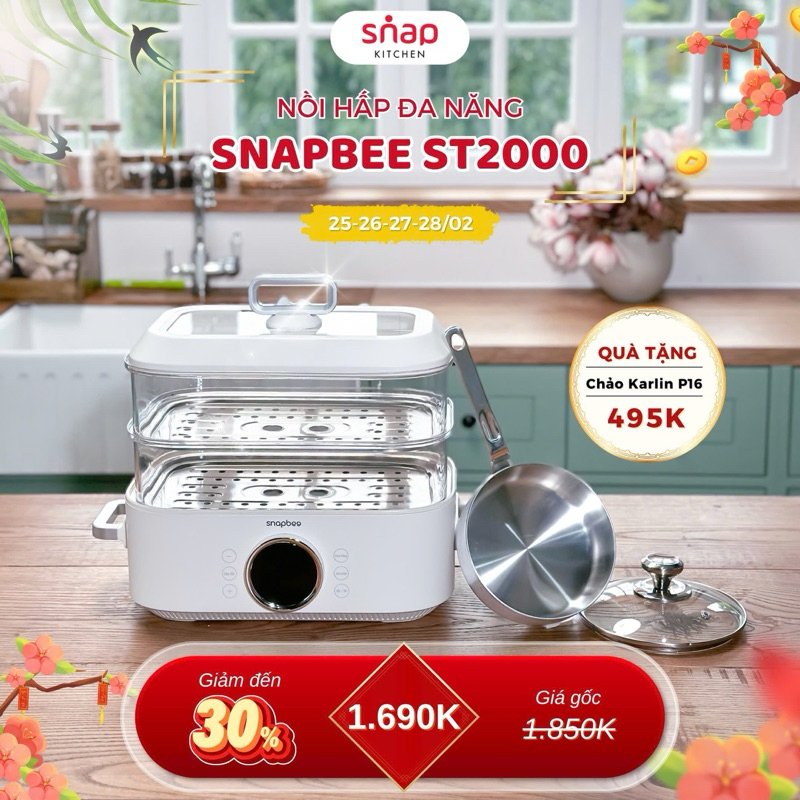 (Rẻ vô địch) (Chính hãng) Nồi hấp đa năng Snapbee ST2000 - Bảo hành 24 ...